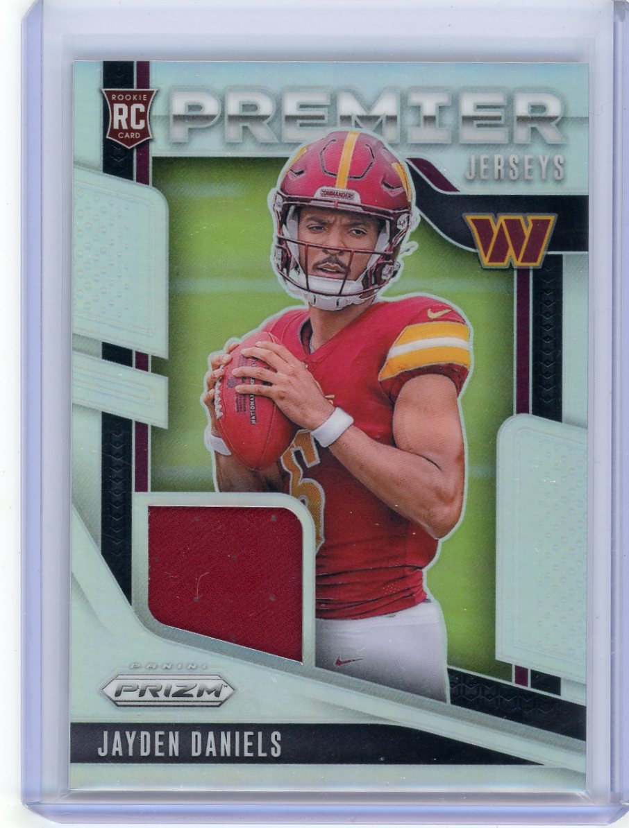 Jayden Daniels 2024 Panini Prizm Premier Jerseys Silver Prizm Rookie – Piece Of The Game