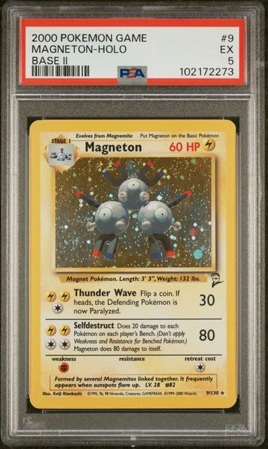 Magneton Pokémon Base Set 2 Holo #9/130 PSA 5 – Piece Of The Game