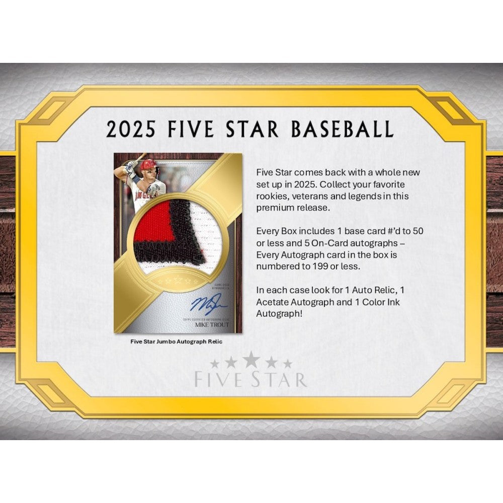 2025 Topps Five Star Baseball Hobby Box – Piece Of The Game