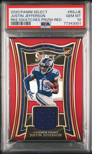 Justin Jefferson 2020 Select Rooke Swatches Red Prizm PSA 10 RC – Piece ...