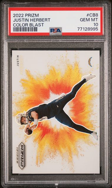 Justin Herbert 2022 Panini Prizm Color Blast PSA 10 – Piece Of The Game