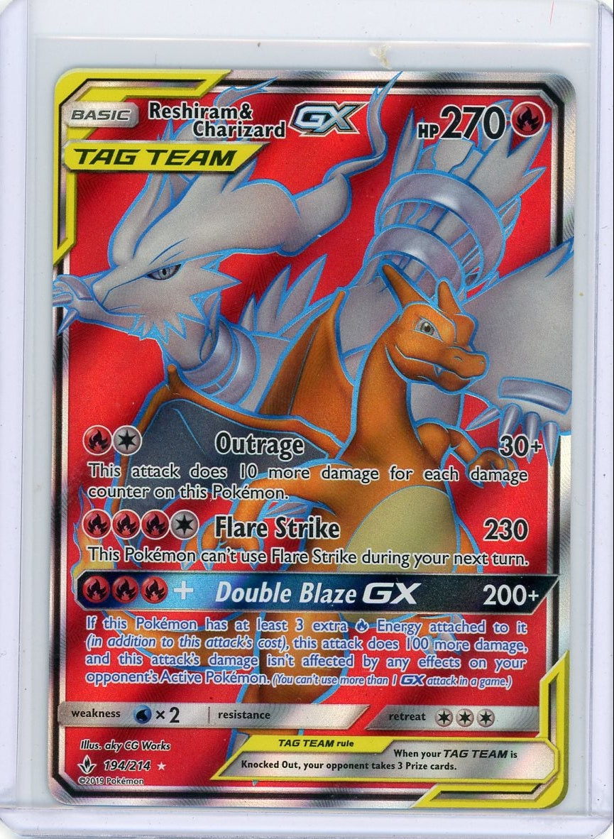 Reshiram & Charizard GX Tag Team 2019 Pokemon Unbroken Bonds #194/214 ...