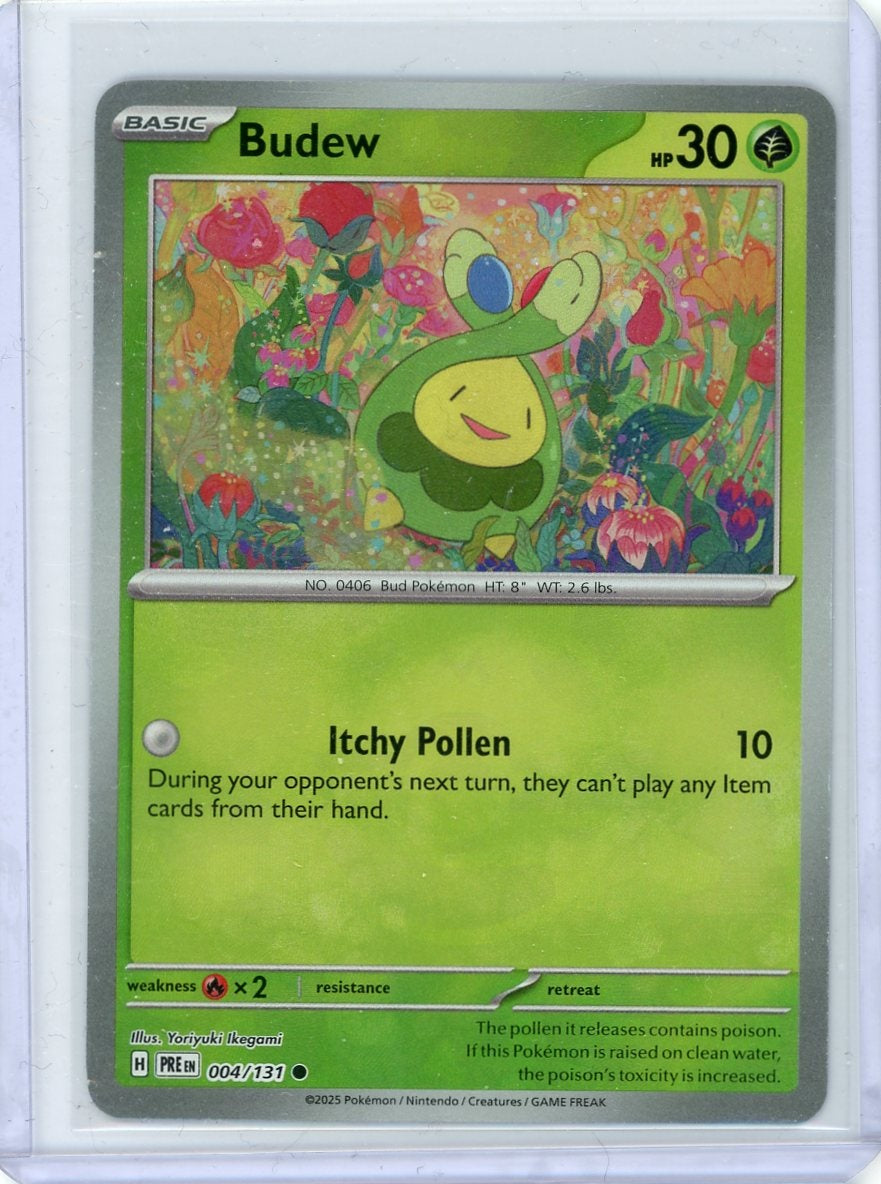 Budew 2025 Pokemon Prismatic Evolutions Master Ball Pattern rare holo ...