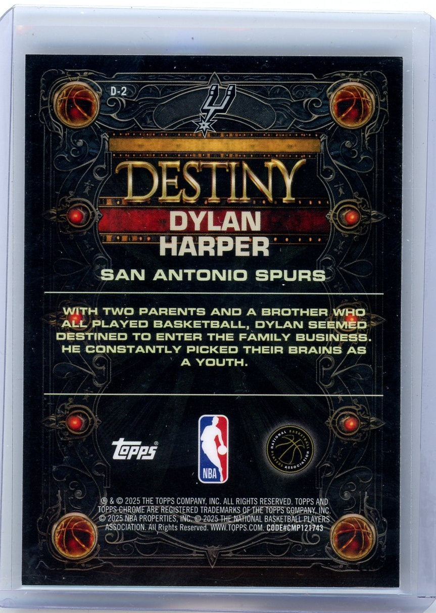 Dylan Harper 2025-26 Topps Chrome Destiny green ref. rookie card #'d 2 ...