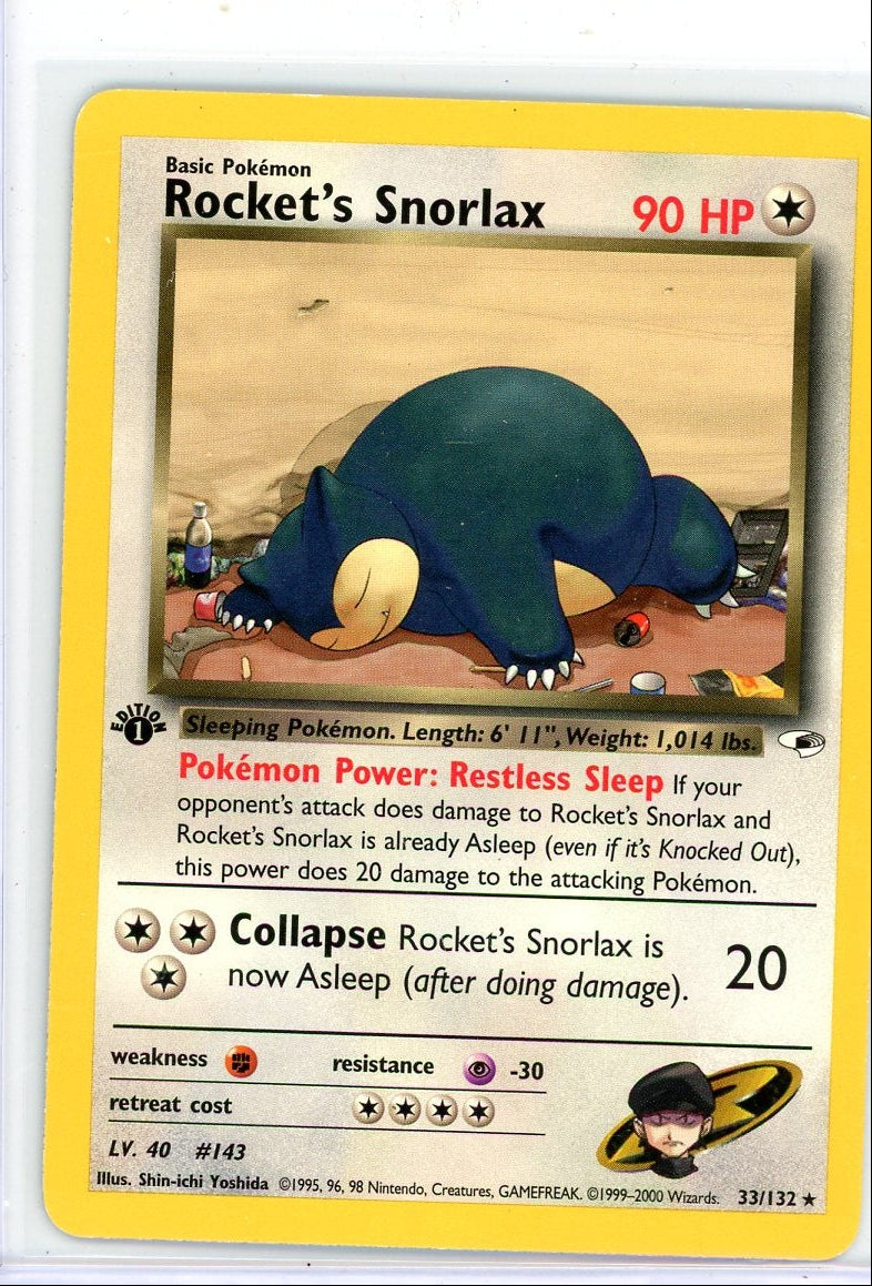 Rocket's Snorlax 1st Edition 2000 Pokemon Gym Heroes non holo #33/132 ...