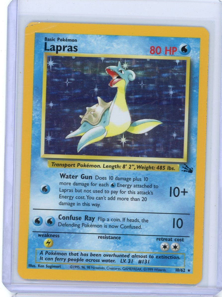 Lapras 1999 Pokemon Fossil holo #10/62 DMG – Piece Of The Game