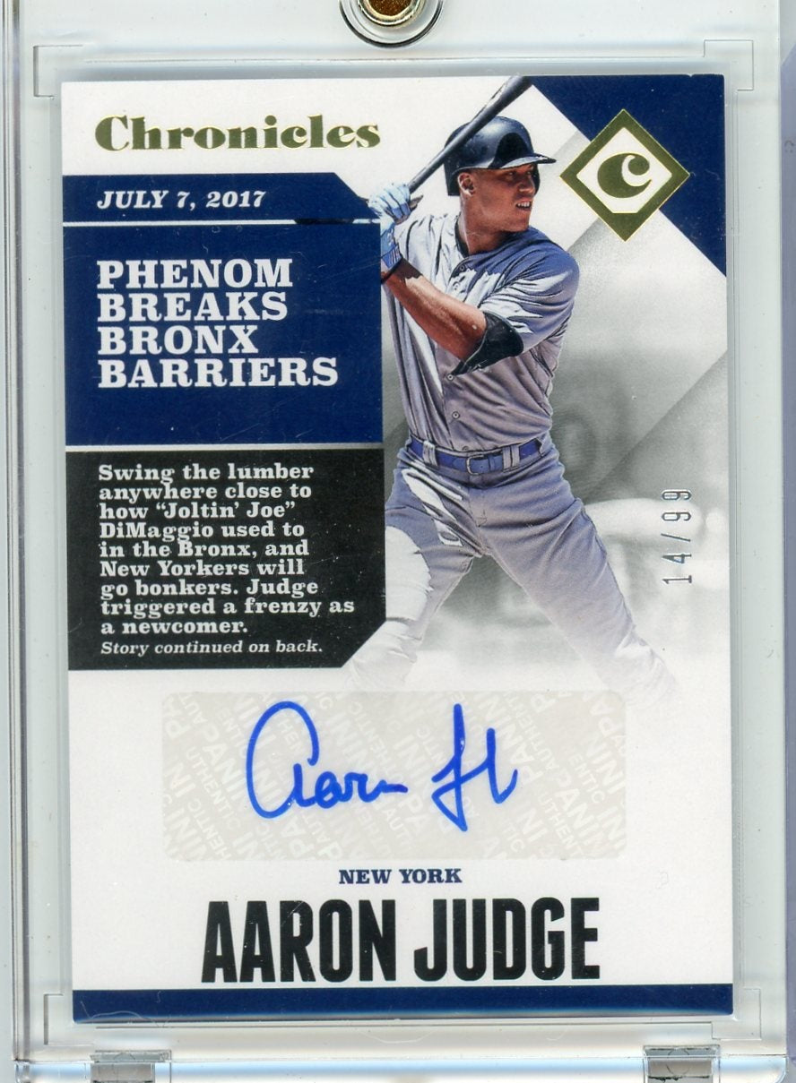 Aaron Judge 2017 Panini Chronicles "Phenom Breaks Bronx Barriers" auto ...