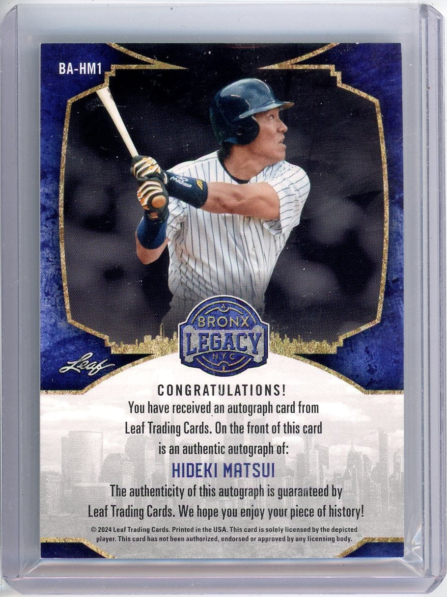Hideki Matsui 2024 Leaf Bronx Legacy NYC silver sparkle autograph #'d – Piece Of The Game