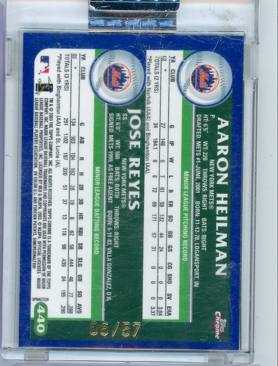 Aaron Heilman Jose Reyes 2003 Topps Chrome Uncirculated x-fractor #'d – Piece Of The Game