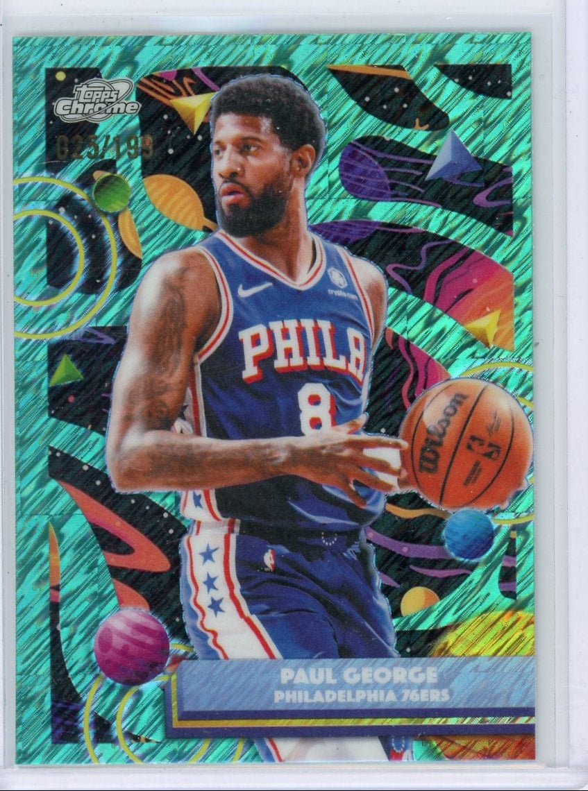Paul George 2025-26 Topps Chrome Cosmic Aqua Equinox Refractor #'d 025 ...