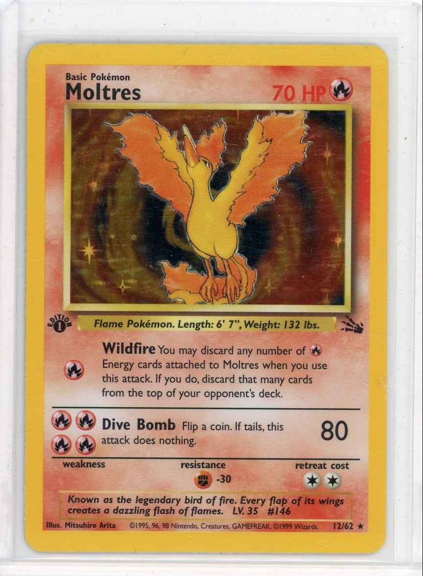 Moltres 1999 Pokemon Fossil 1st Edition holo #12/62 MP/HP – Piece Of ...