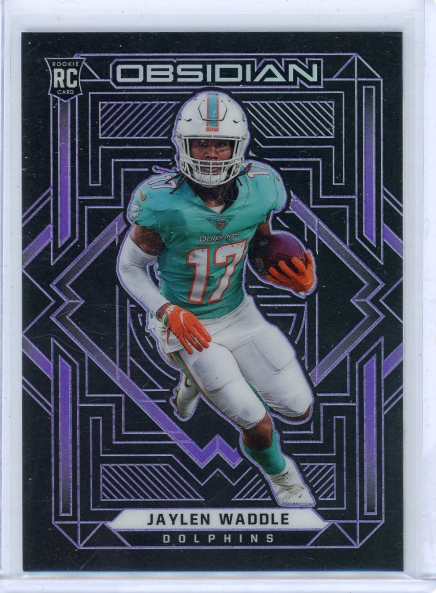 Jaylen Waddle 2021 Panini Obsidian purple etch rookie card #'d 077/100 ...
