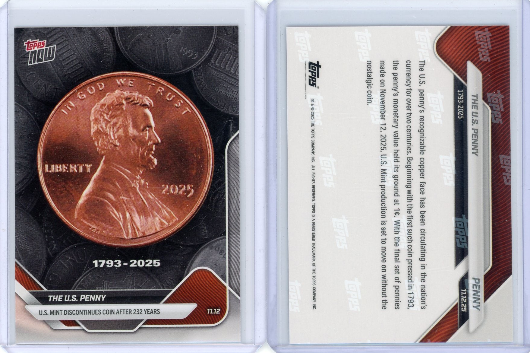 US Penny 2025 Topps NOW #PENNY – Piece Of The Game