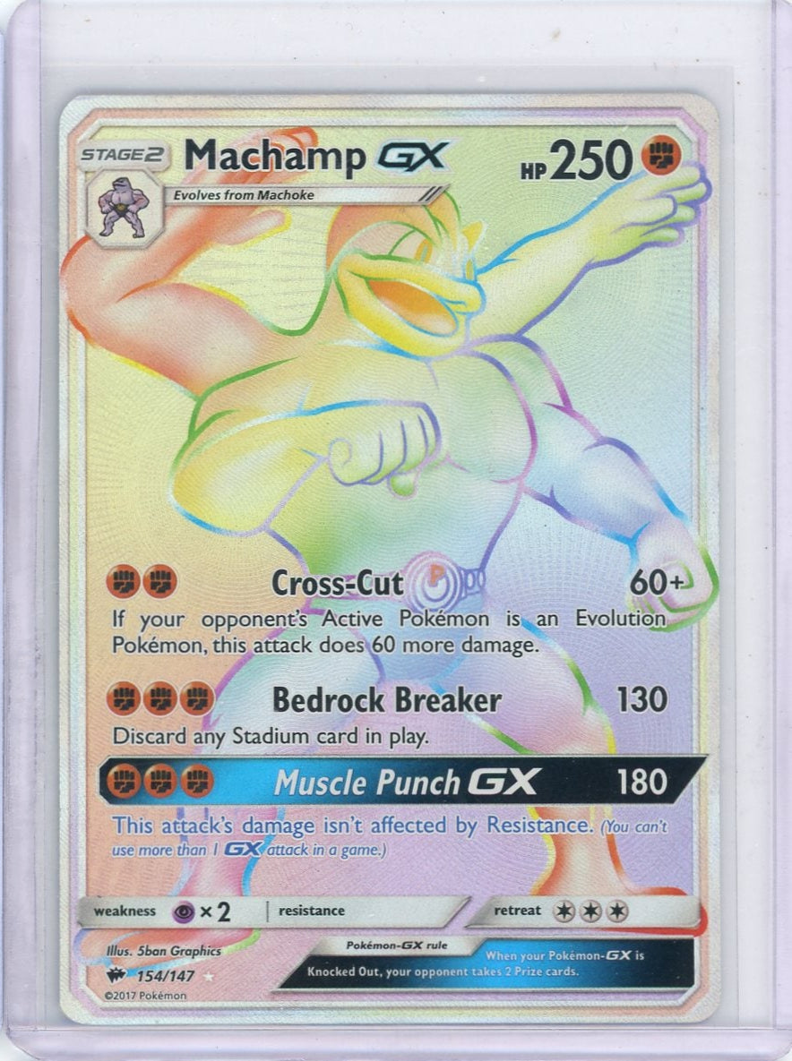 Machamp GX Pokémon Burning Shadows Full-Art Rainbow Rare #154/147 ...