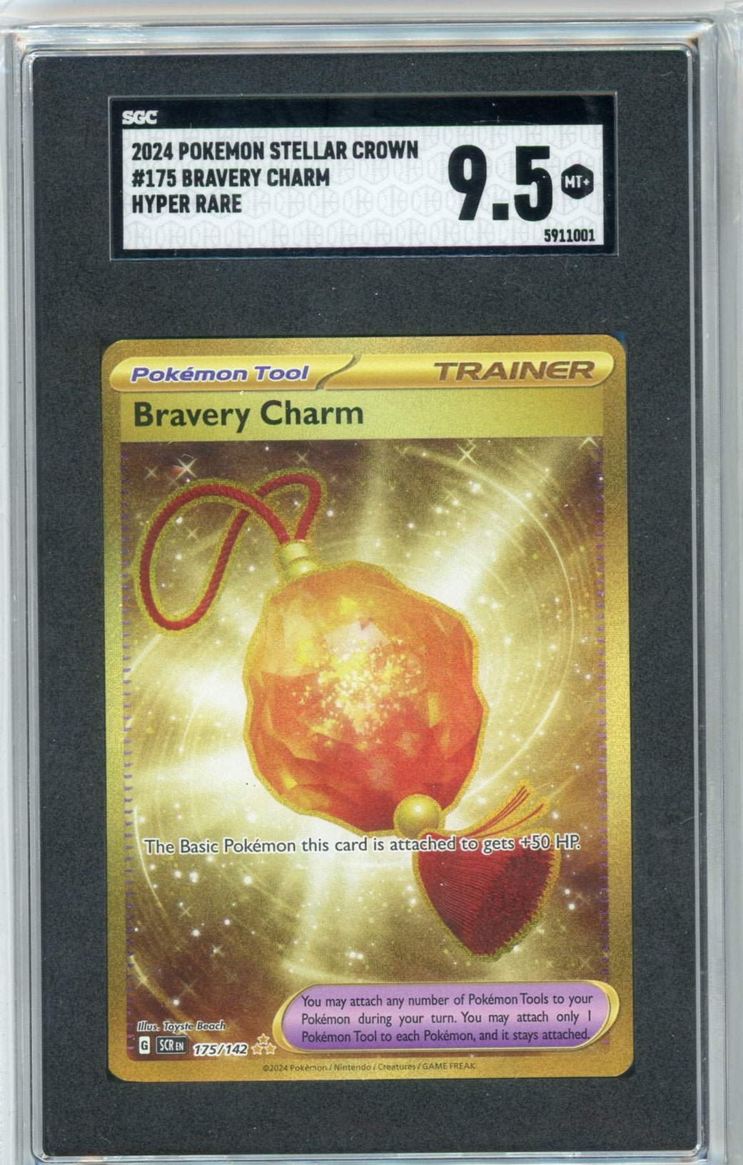 Bravery Charm Pokémon Stellar Crown Hyper Rare #175/142 SGC 9.5 – Piece ...