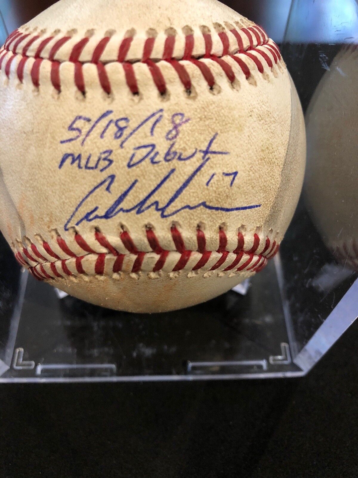 Austin Meadows MLB Debut Game Used Autographed Inscribed Baseball 5/18 ...