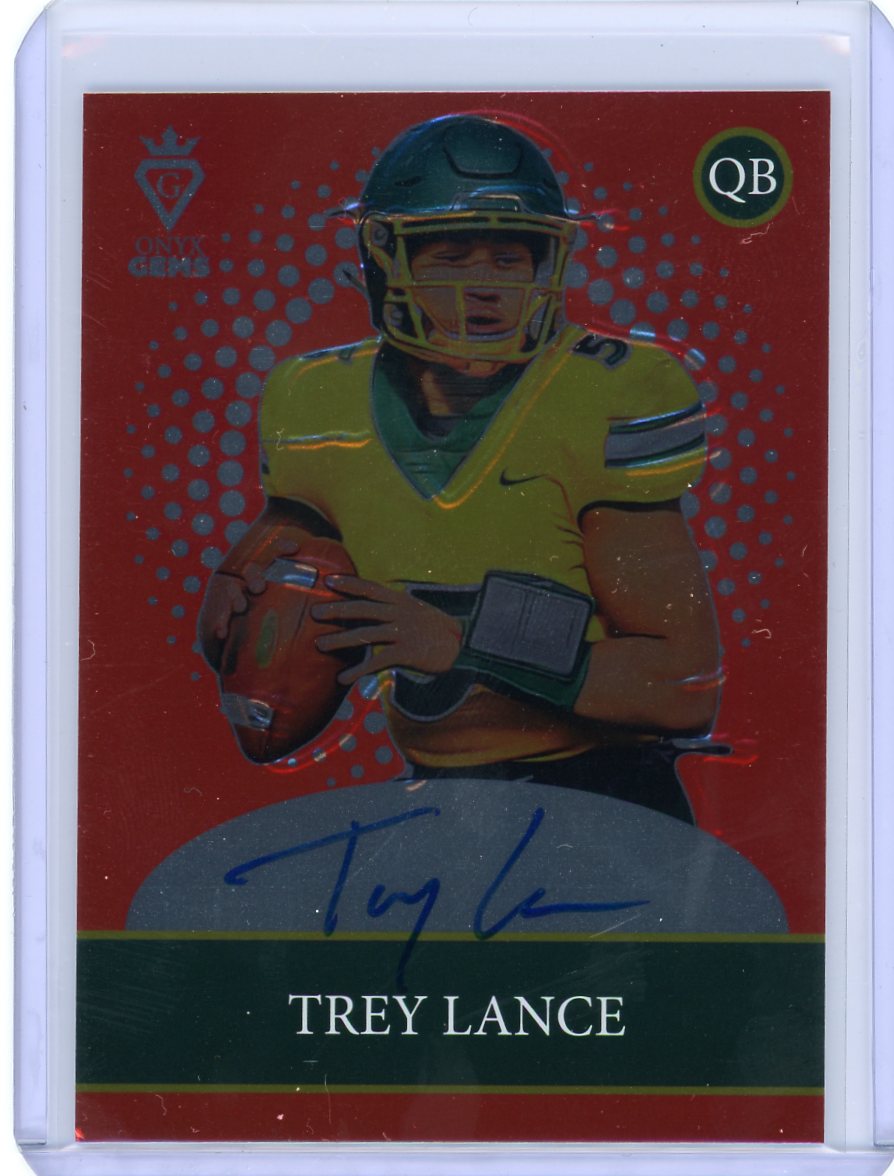 2021 Onyx Gems Trey Lance red autograph – Piece Of The Game